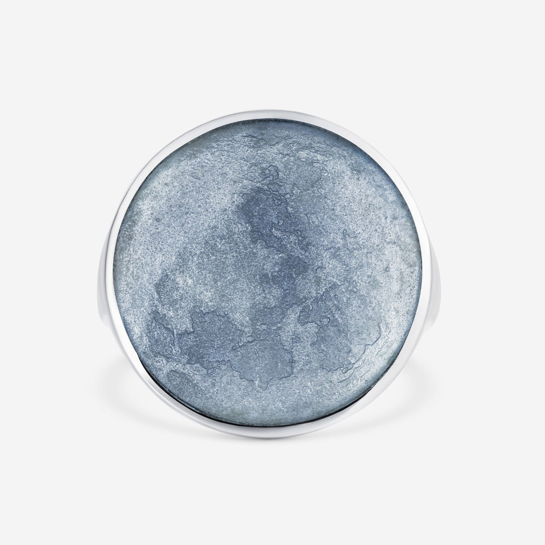 Night Sky Enamelled Moon Signet Ring in 18ct White Gold – 886 Royal Mint