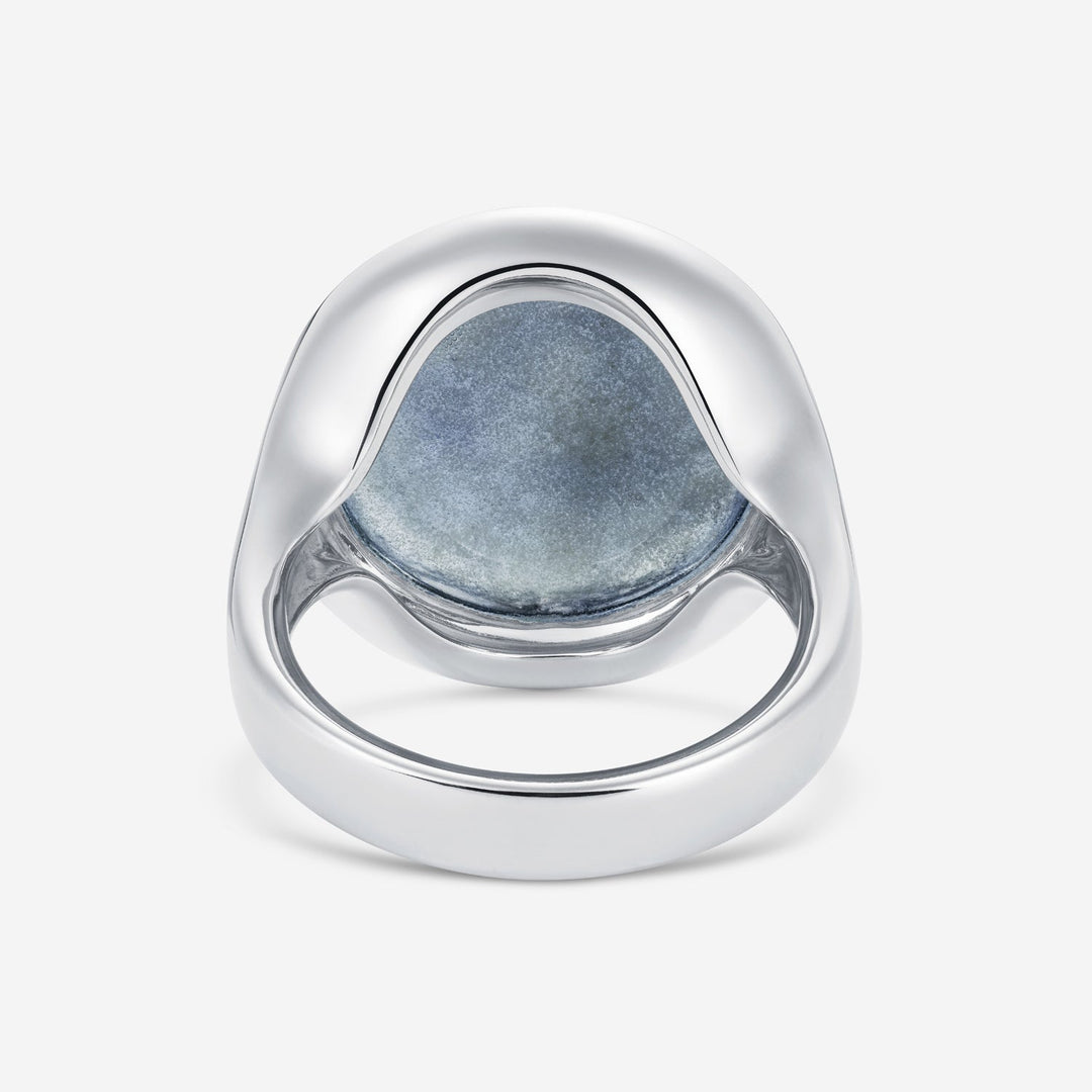 Night Sky Enamelled Moon Signet Ring in 18ct White Gold – 886 Royal Mint