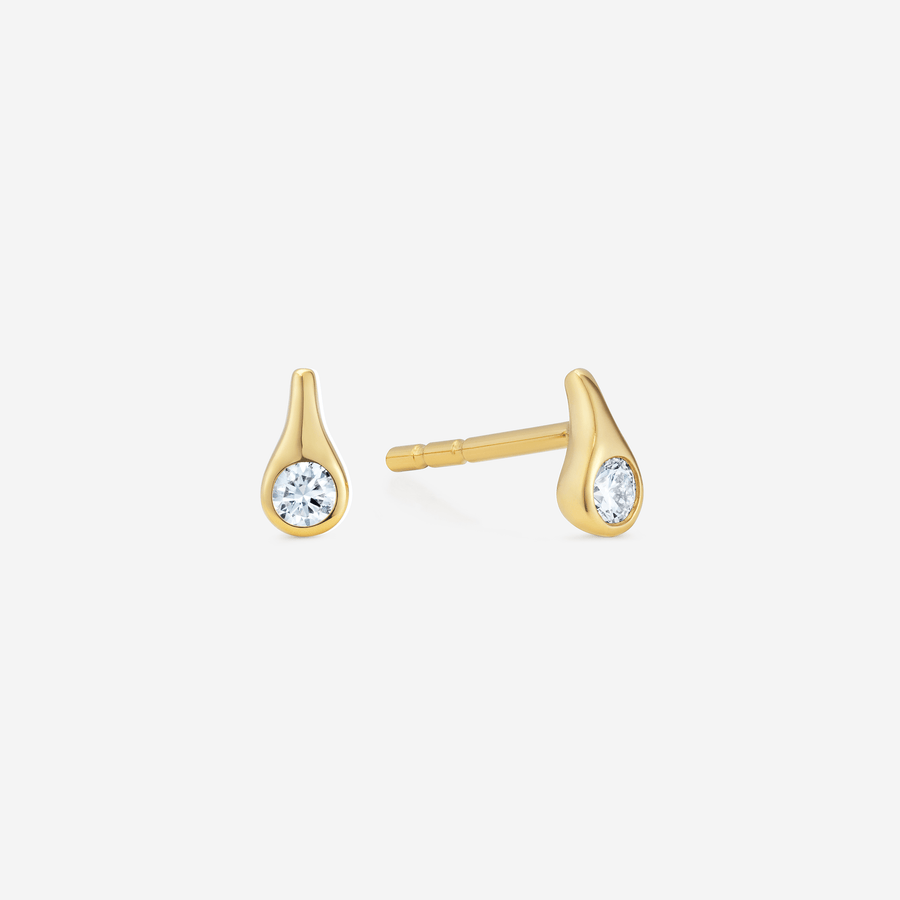 Teardrop Diamond Small Stud Earrings, 18ct Yellow Gold – 886 Royal Mint