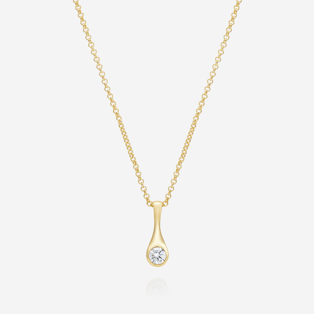 Teardrop Diamond Large Pendant with Small Belcher 18 inch Chain, 18ct ...