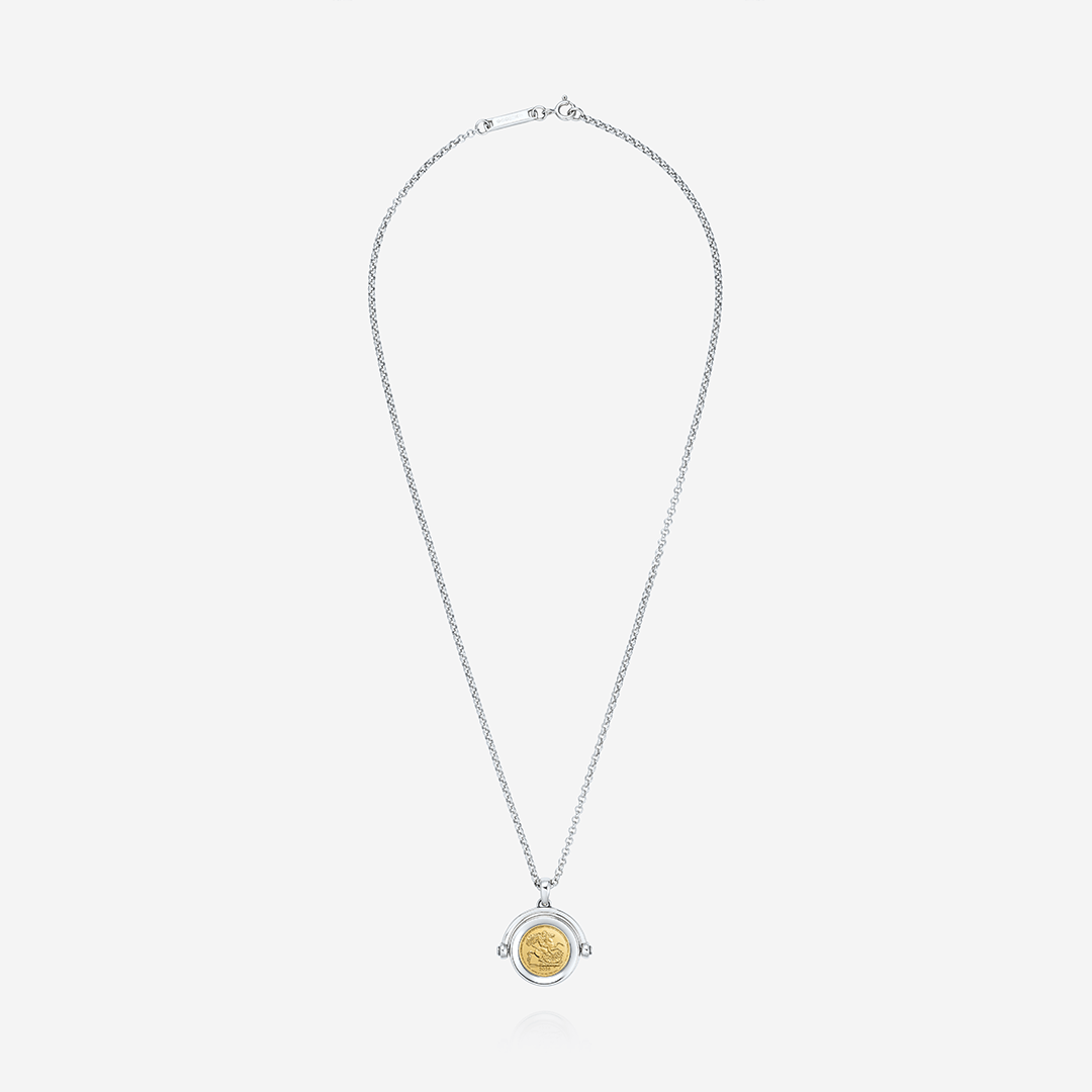 886 2026 Quarter Sovereign Spinning Pendant with Chain Sterling Silver ...