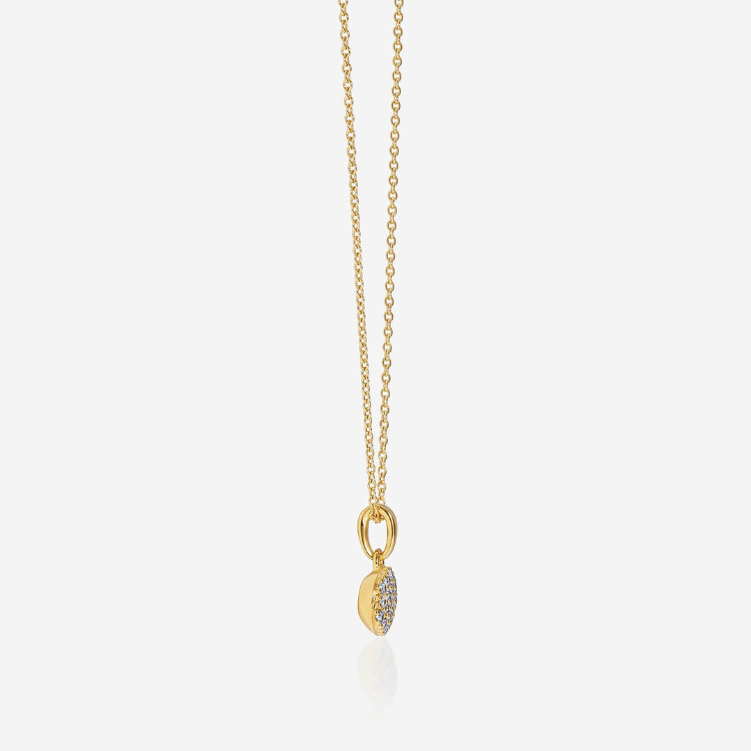 886 Pavé Button Pendant with Chain in 18ct Yellow Gold – 886 Royal Mint